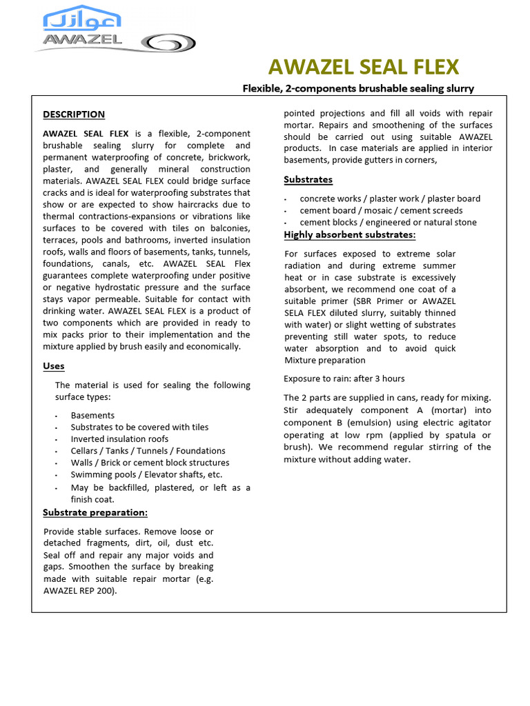 Awazel Seal Flex | PDF | Plaster | Concrete