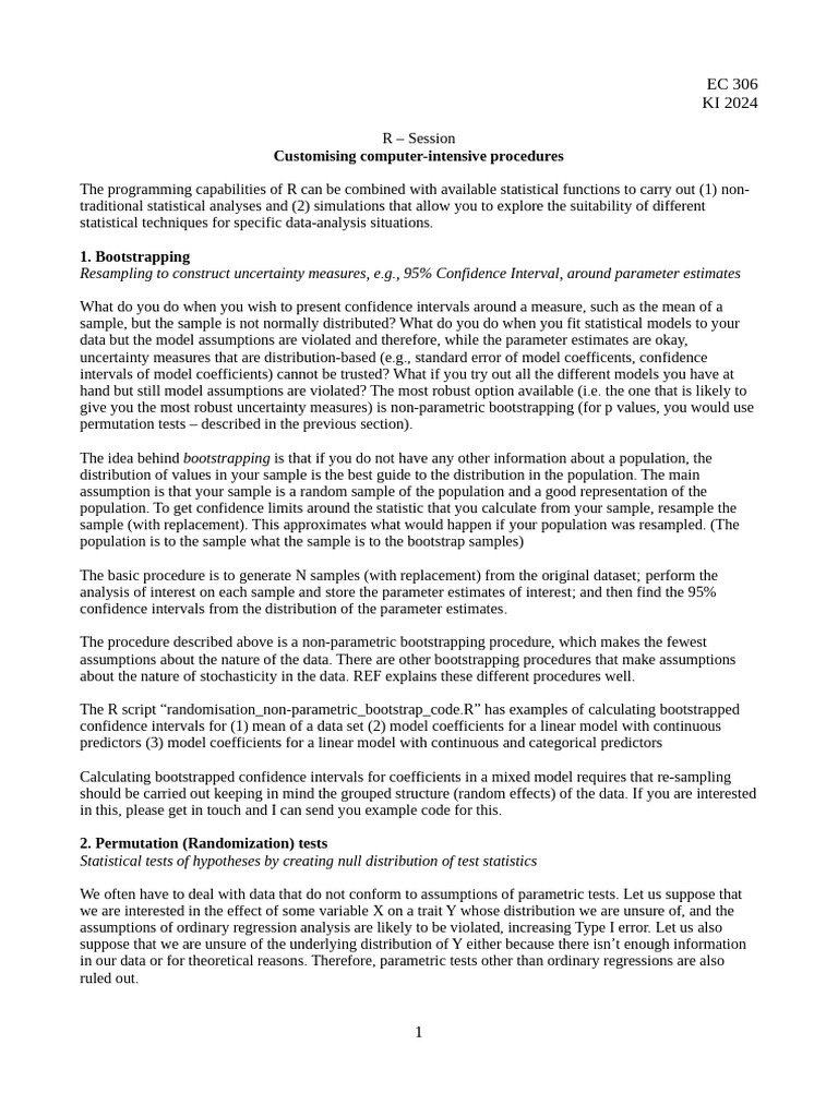 R Session Bootstrapping Randomisation 2024 | PDF | Regression Analysis ...