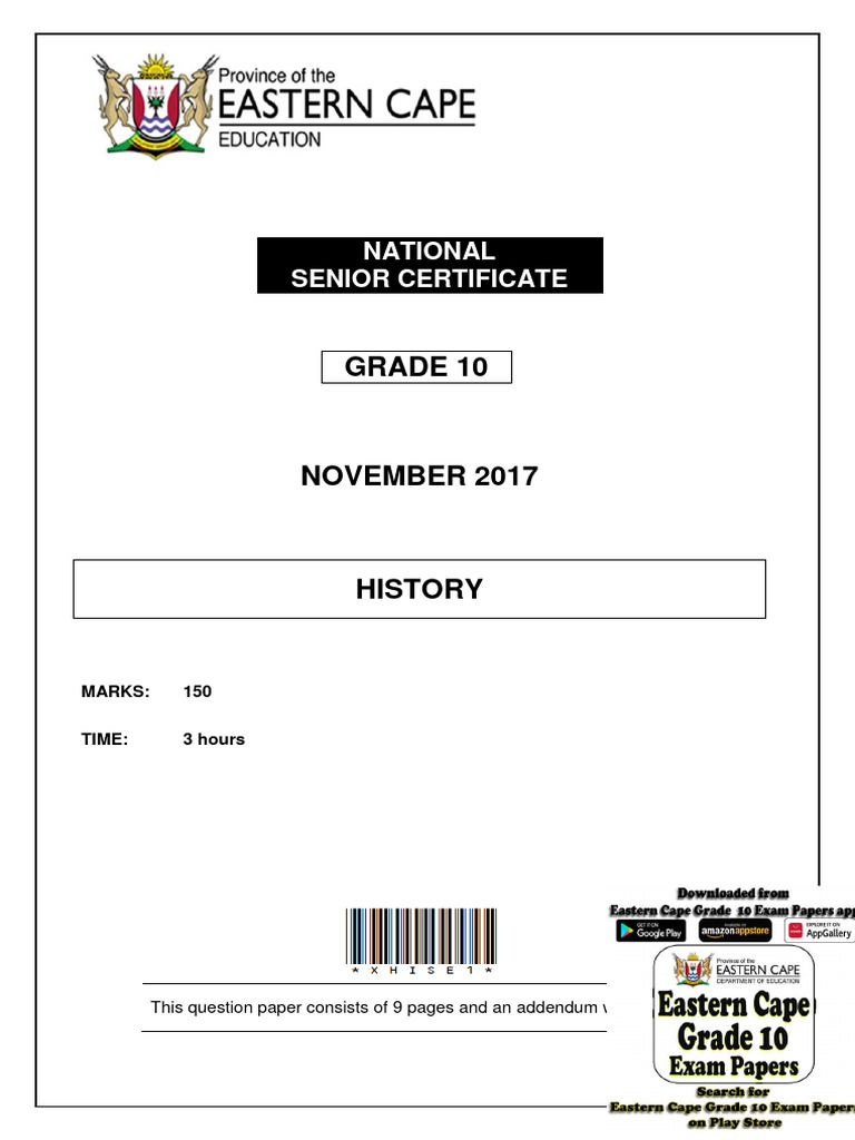 History QP Gr10 Nov2017 - English | PDF