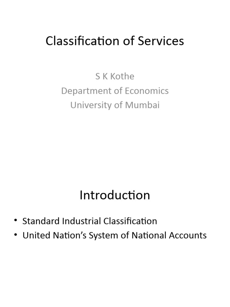 Classification of Services | PDF | Economics | Economies