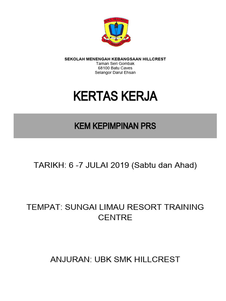 Kertas Kerja Kem PRS 2019 | PDF