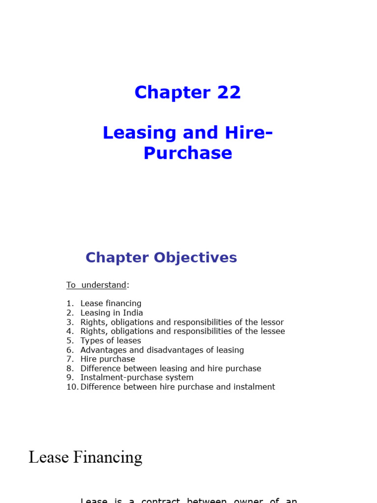 Understanding Leasing and Hire-Purchase | PDF | Lease | Renting