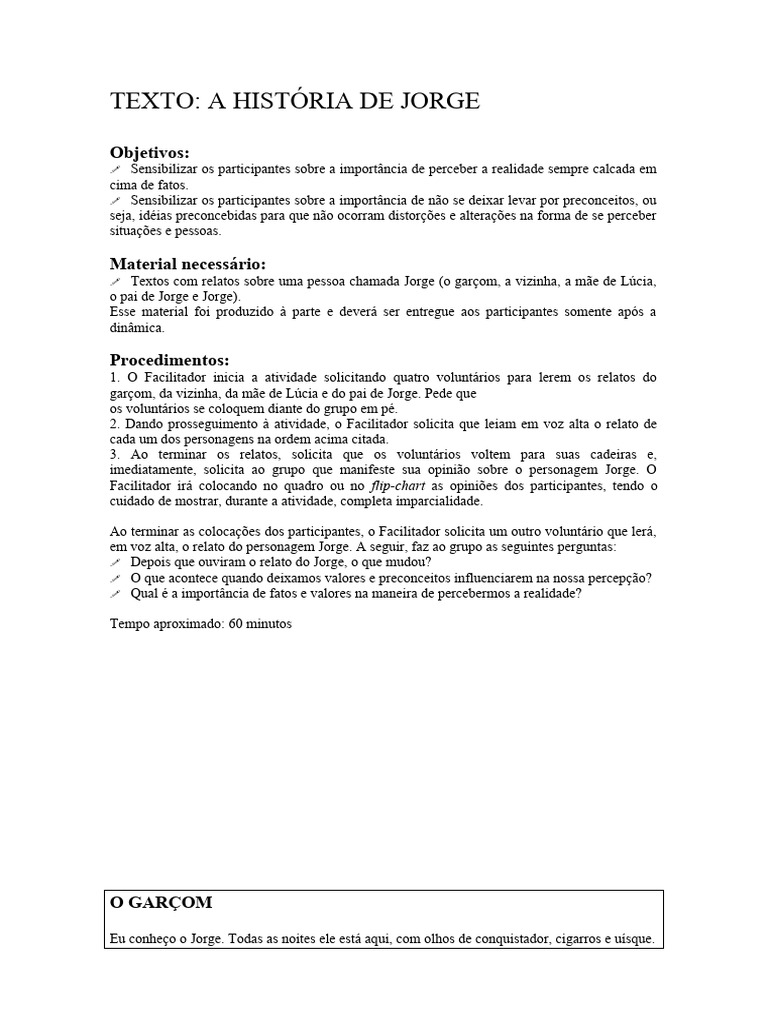 3 - Texto - A Ahistoria de Jorge | PDF