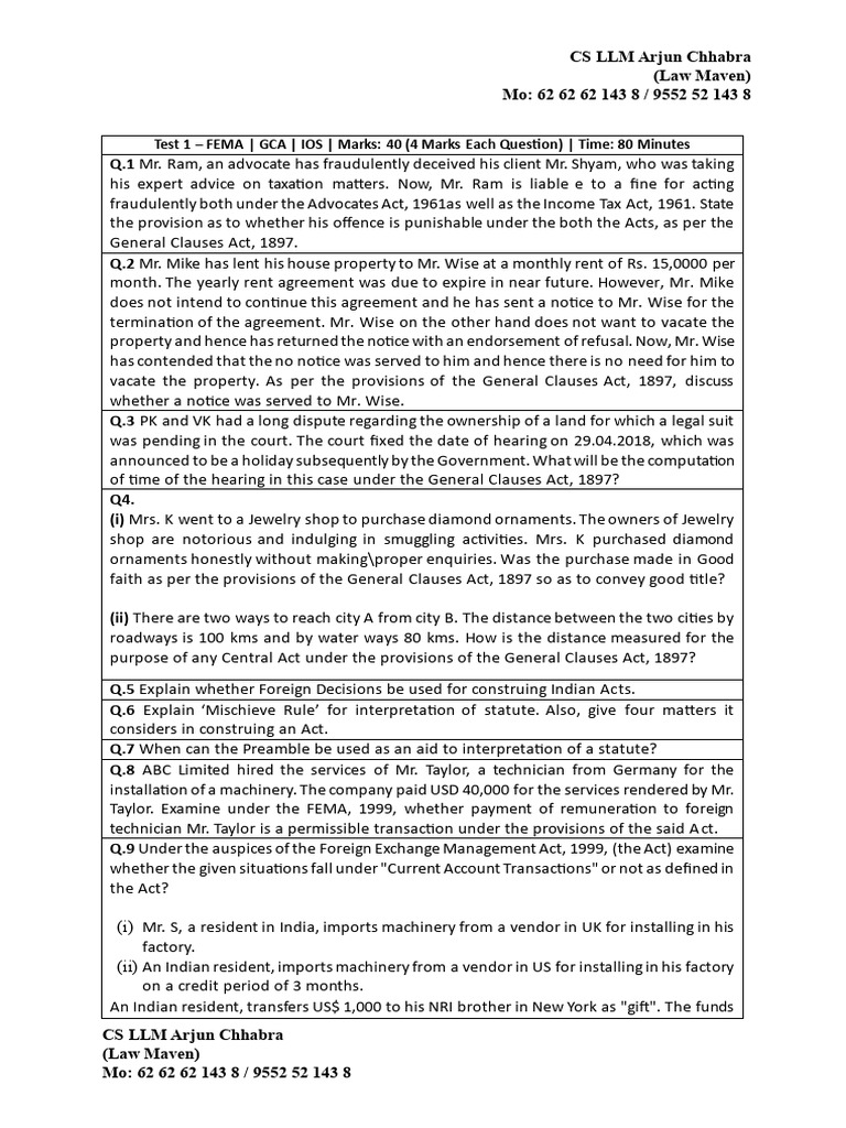 GCA FEMA IOS Only Questions | PDF | Economies | Private Law