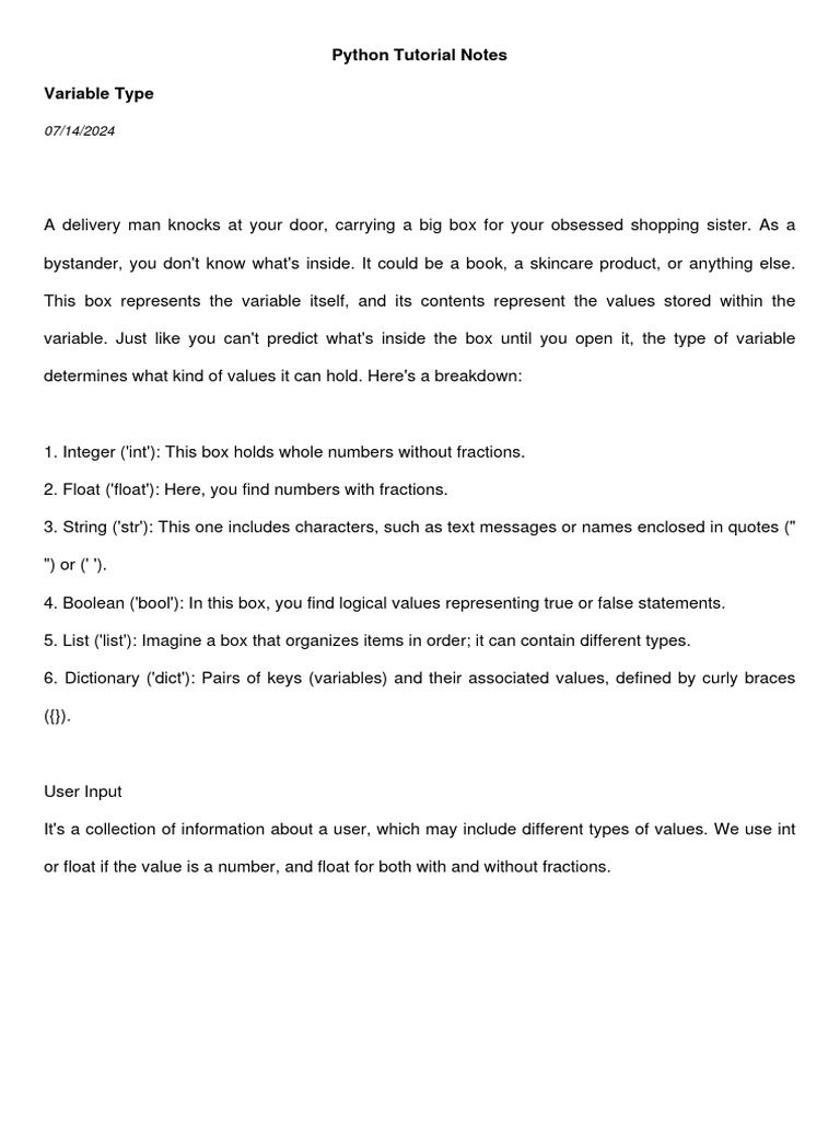 Python Tutorial Notes Pdf Boolean Data Type Computer Programming 2461