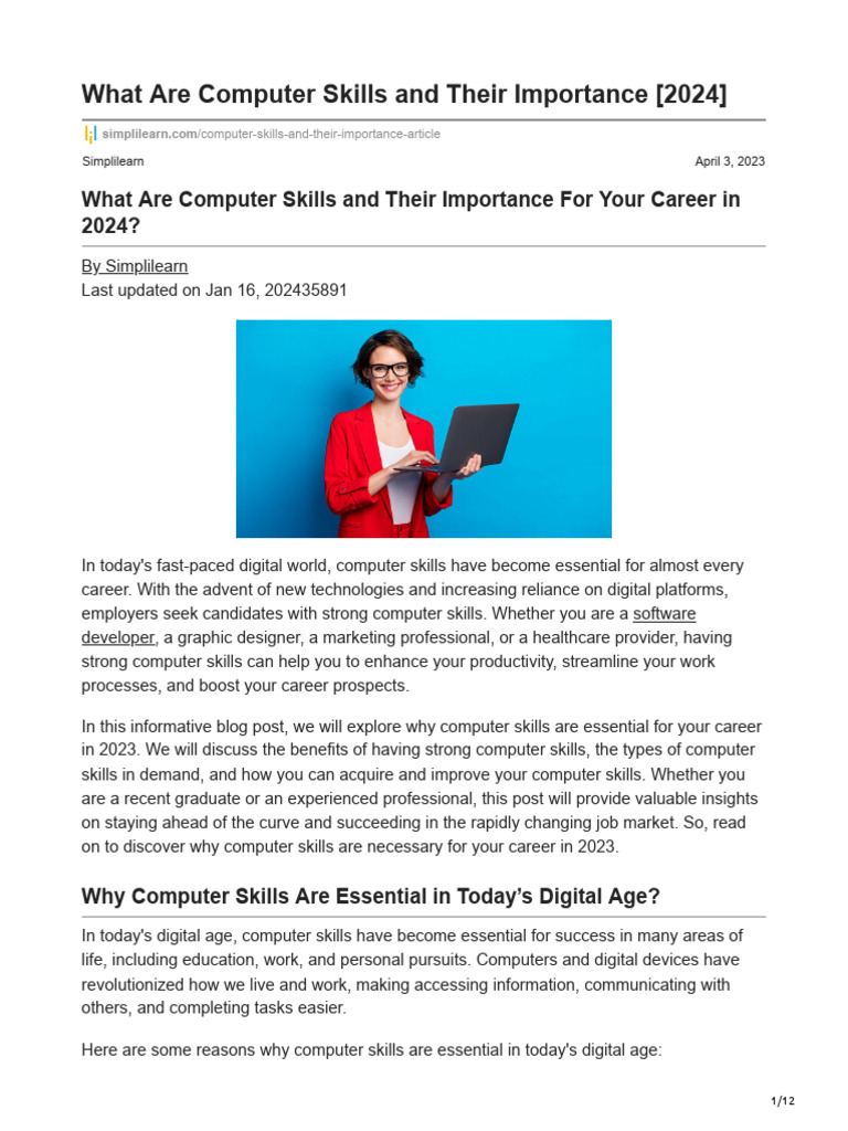 Importance of Computer Skills Today | PDF | Web Development | Engineering