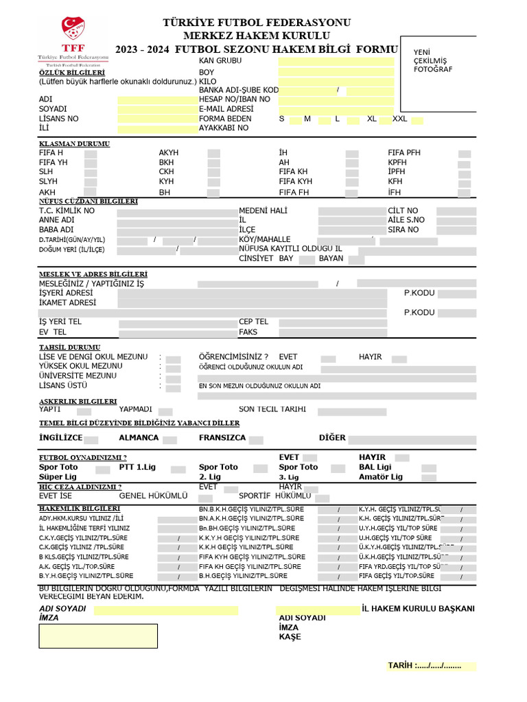 2023 2024 Hakem Bilgi Formu | PDF