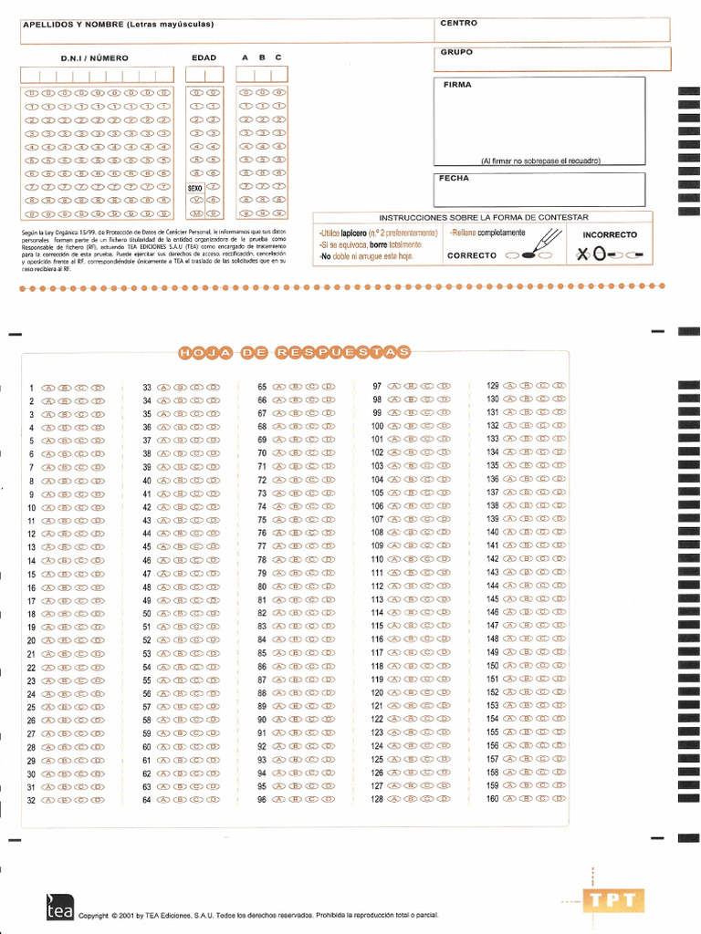 Hoja Respuestas TPT | PDF