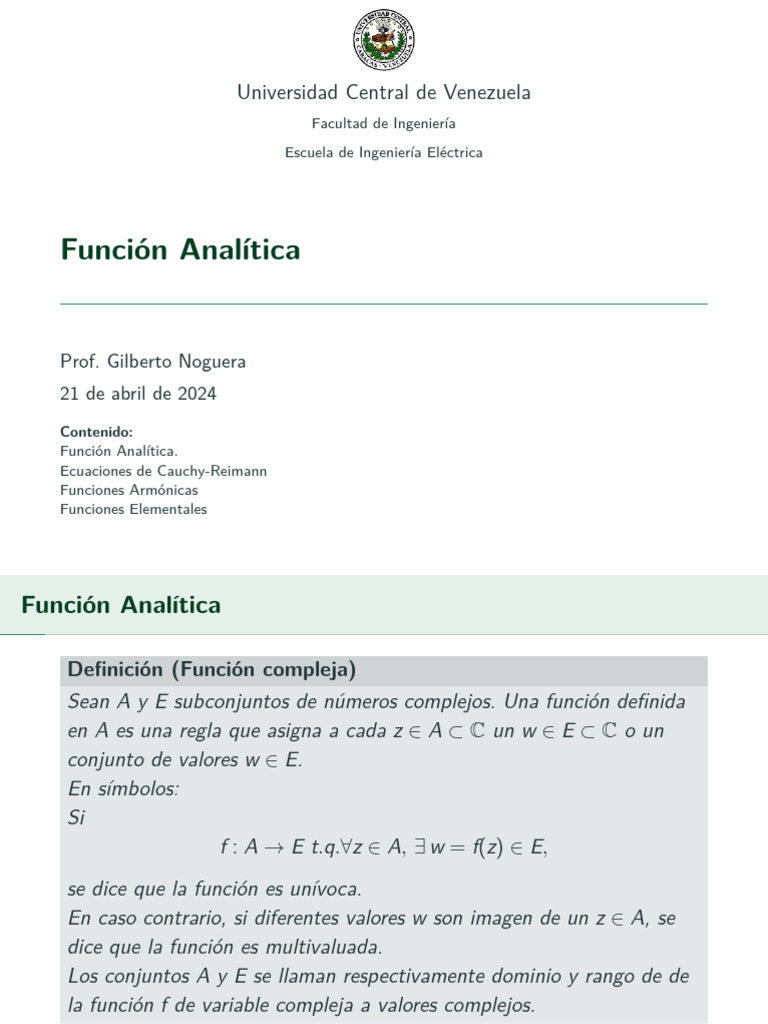 Funciones analíticas de variable compleja | PDF | Función (Matemáticas ...