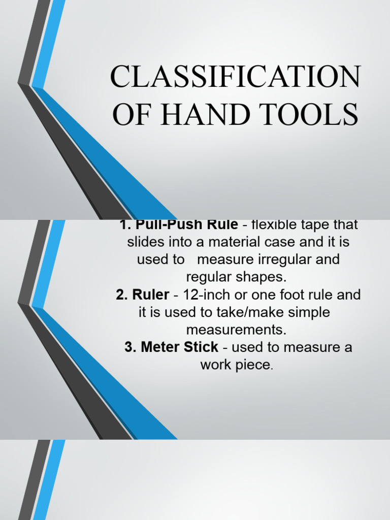Classification of Hand Tools | PDF | Tools | Woodworking