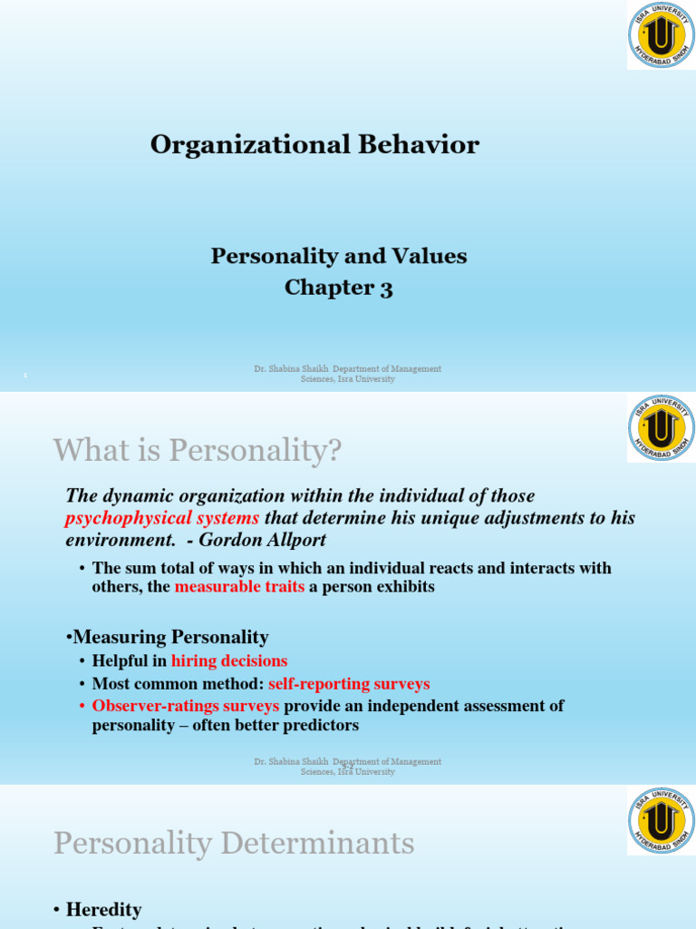 Organizational Behavior - CH 03 | PDF | Extraversion And Introversion | Social Psychology