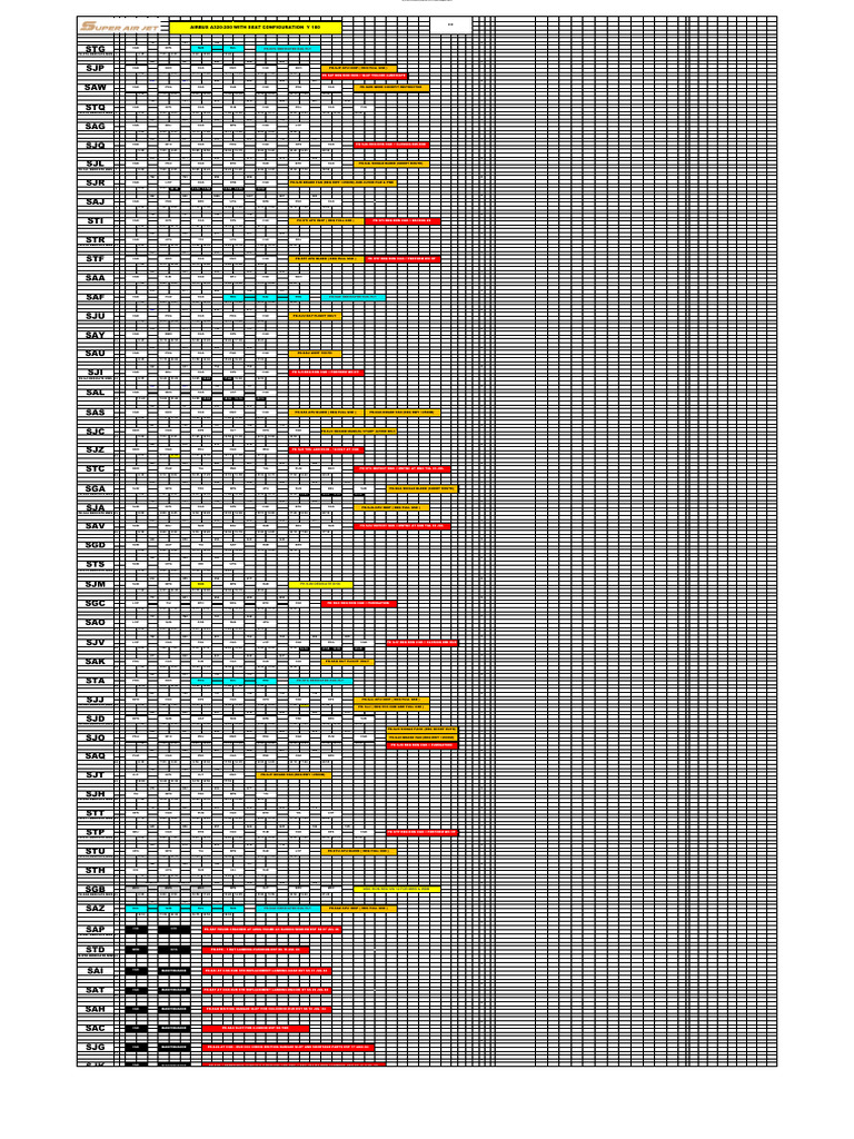 Super Air Jet A/C Rotation Schedule | PDF | Aviation | Aircraft