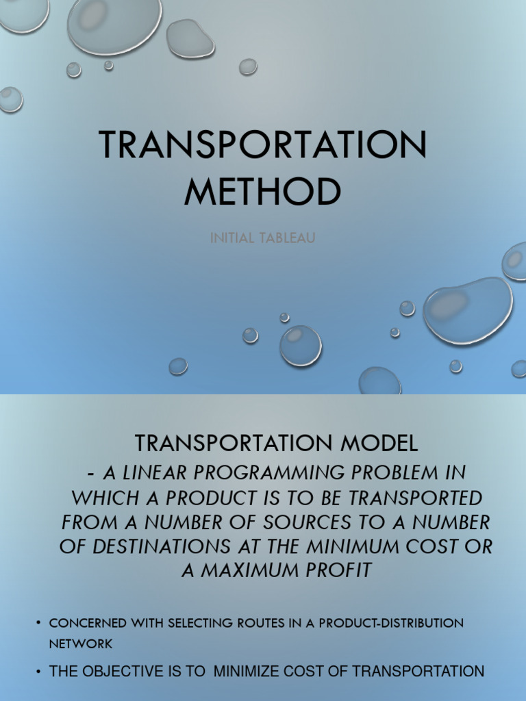 Transportation Model: Cost Minimization | PDF | Algorithms | Mathematical Analysis
