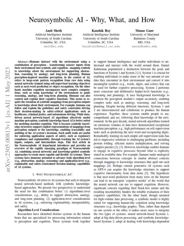 Neurosymbolic AI - Why, What, and How | PDF | Artificial Intelligence | Intelligence (AI ...