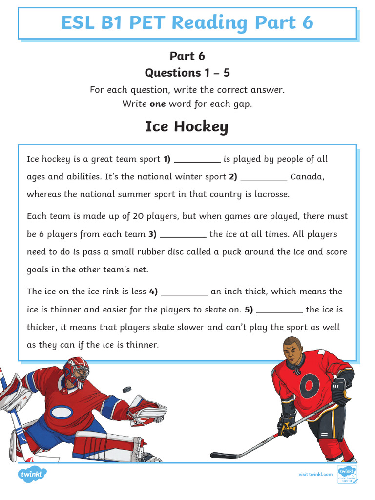 B1 PET Reading Practice: Ice Hockey | PDF