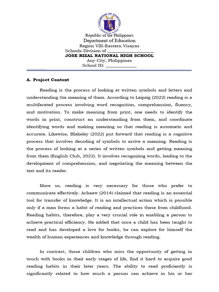Sample Reading Intervention Proposal | PDF | Reading Comprehension ...