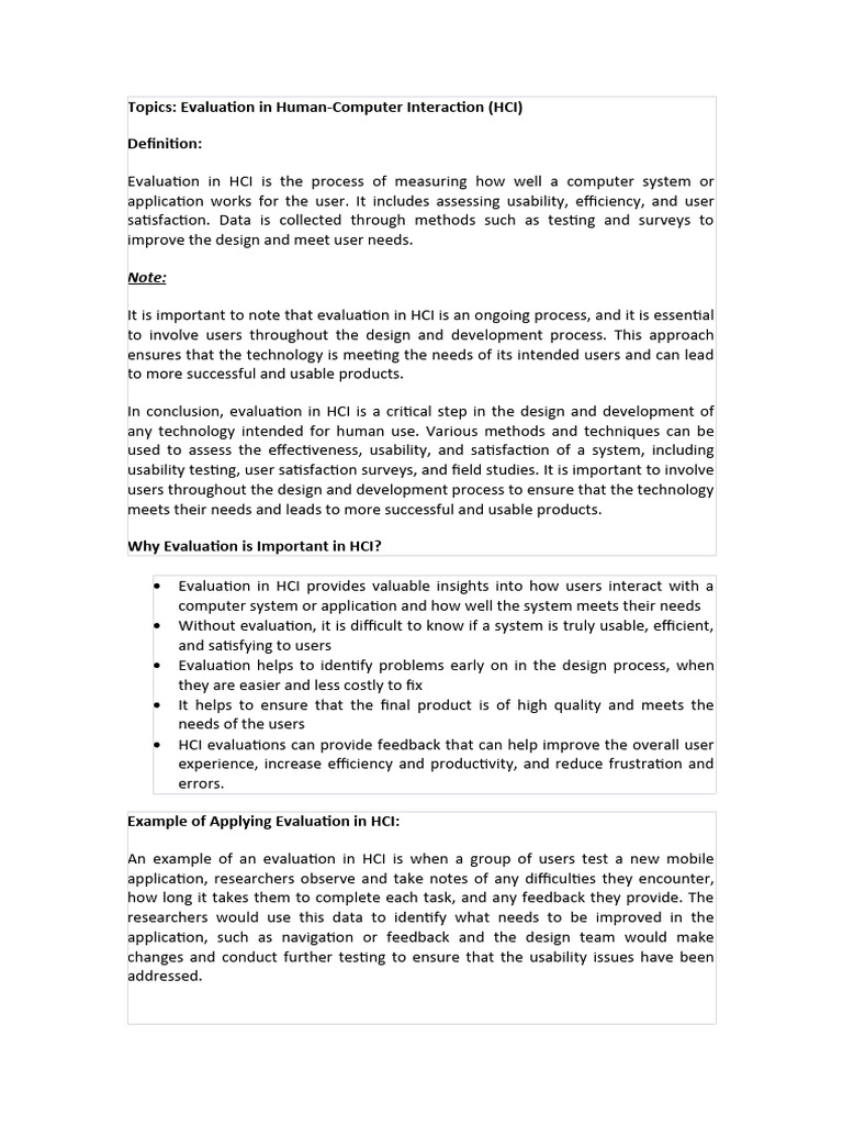 Evaluation in Human | PDF | Usability | Human–Computer Interaction