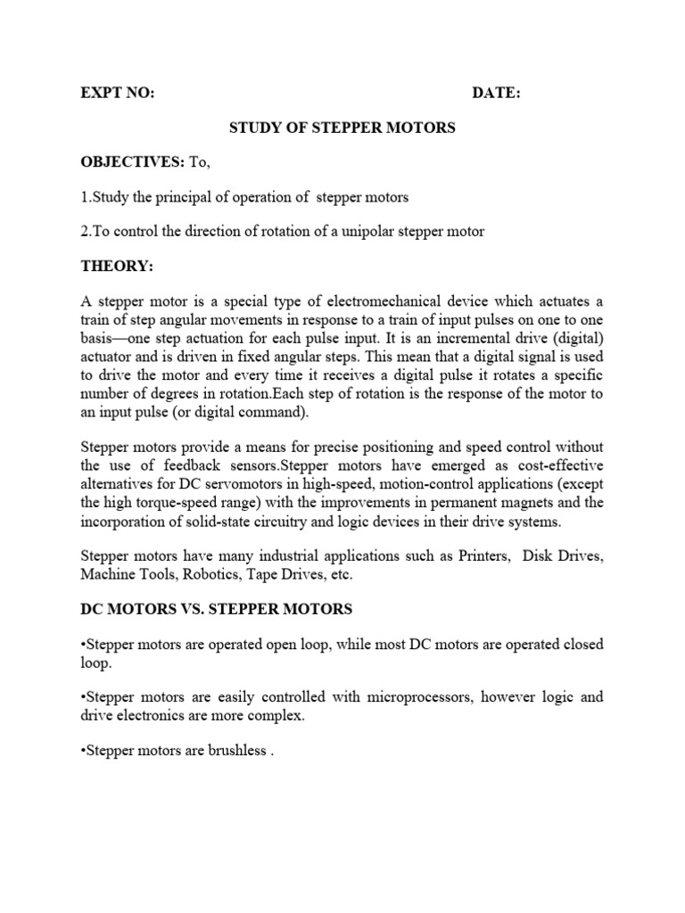 Stepper Motors | PDF | Electric Motor | Electrical Equipment