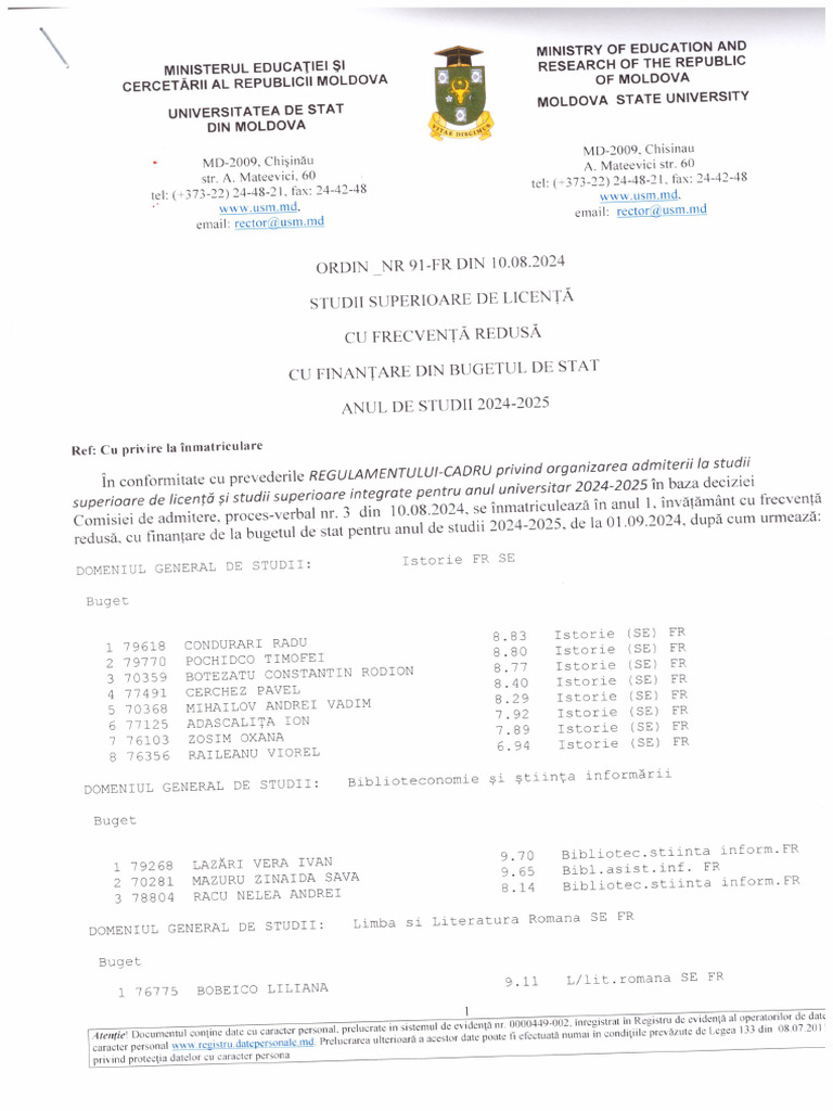 Ordin Licenta FR | PDF