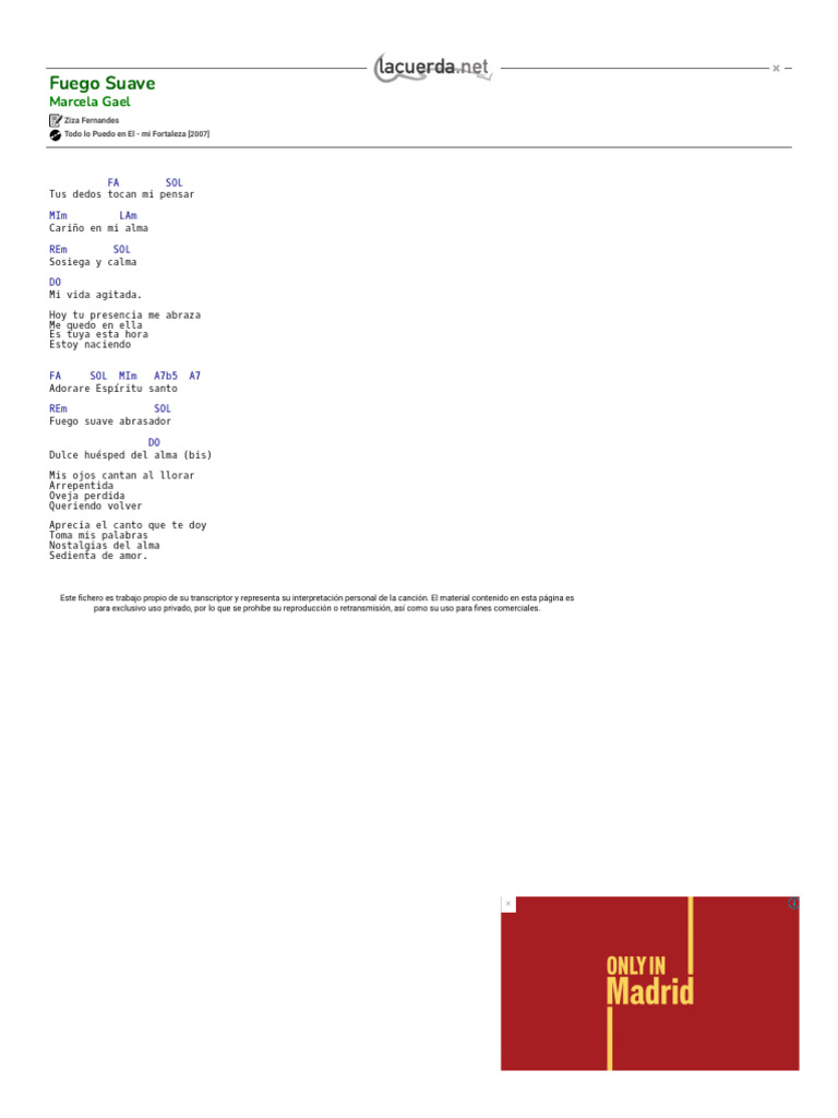 FUEGO SUAVE, Marcela Gael_ Acordes | PDF