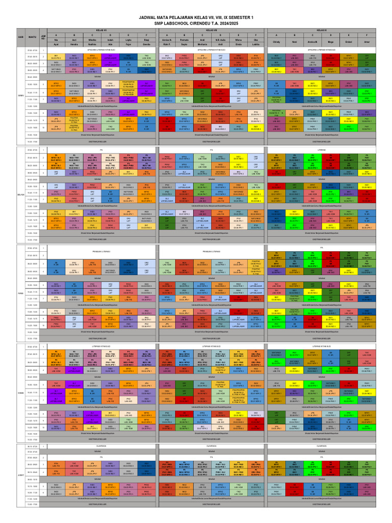 Jadwal Pelajaran Semester 1 TA.2024-2025 | PDF