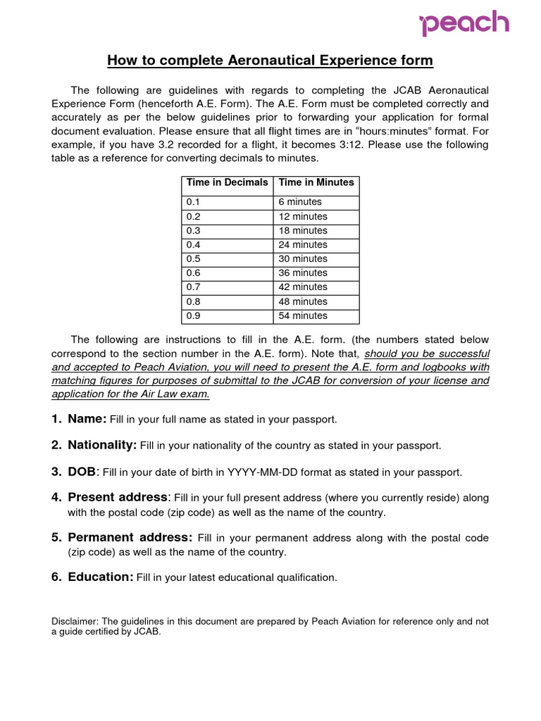 Completing the JCAB A.E. Form Guide | PDF | Instrument Flight Rules ...