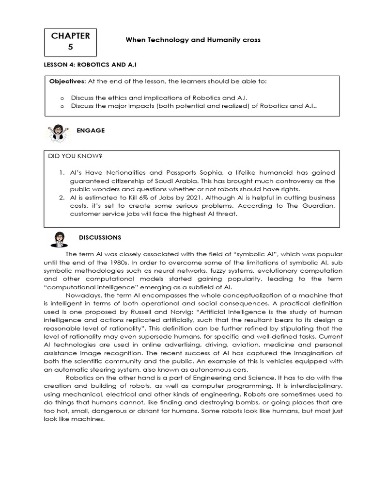 Chapter 5 Lesson 4 Robotics and Ai | PDF | Artificial Intelligence | Intelligence (AI) & Semantics