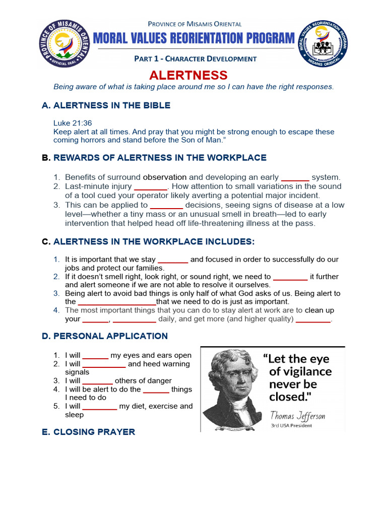 CHAR 36 ALERTNESS Student | PDF