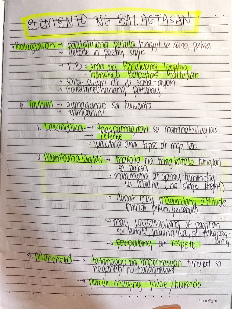 Filipino Balagtasan Discussion Notes | PDF