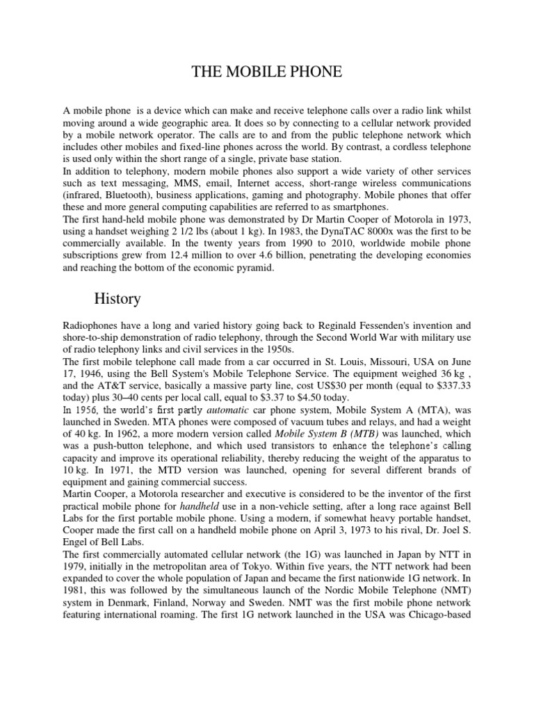 The Mobile Phone | PDF | Mobile Phones | High Speed Packet Access