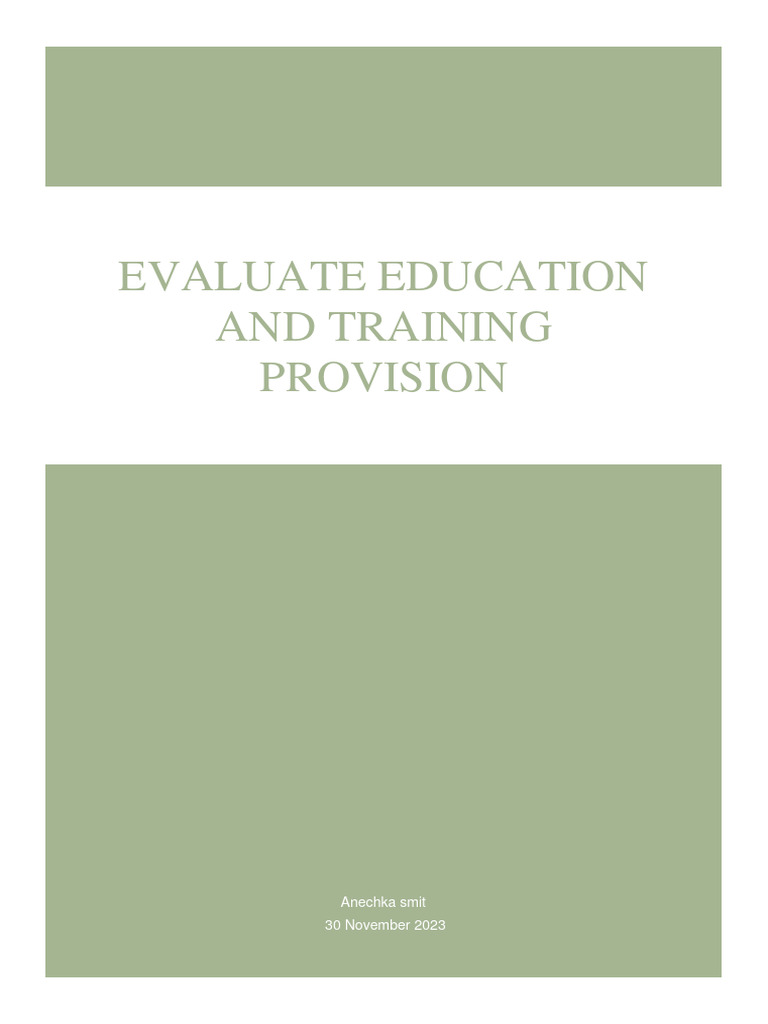 Evaluate Education and Training Provision | PDF | Educational Assessment | Evaluation