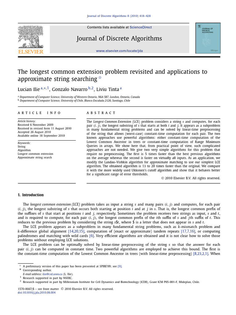 Fast Algorithms for LCE Problem | PDF | Computer Programming ...