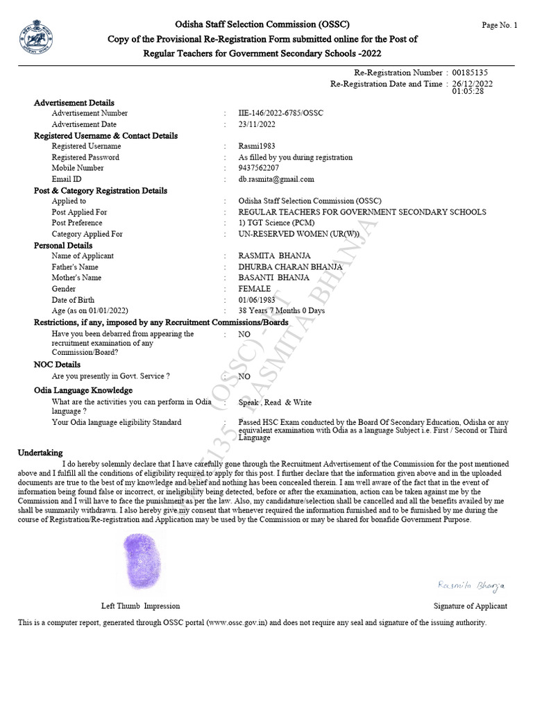 Registration Report | PDF