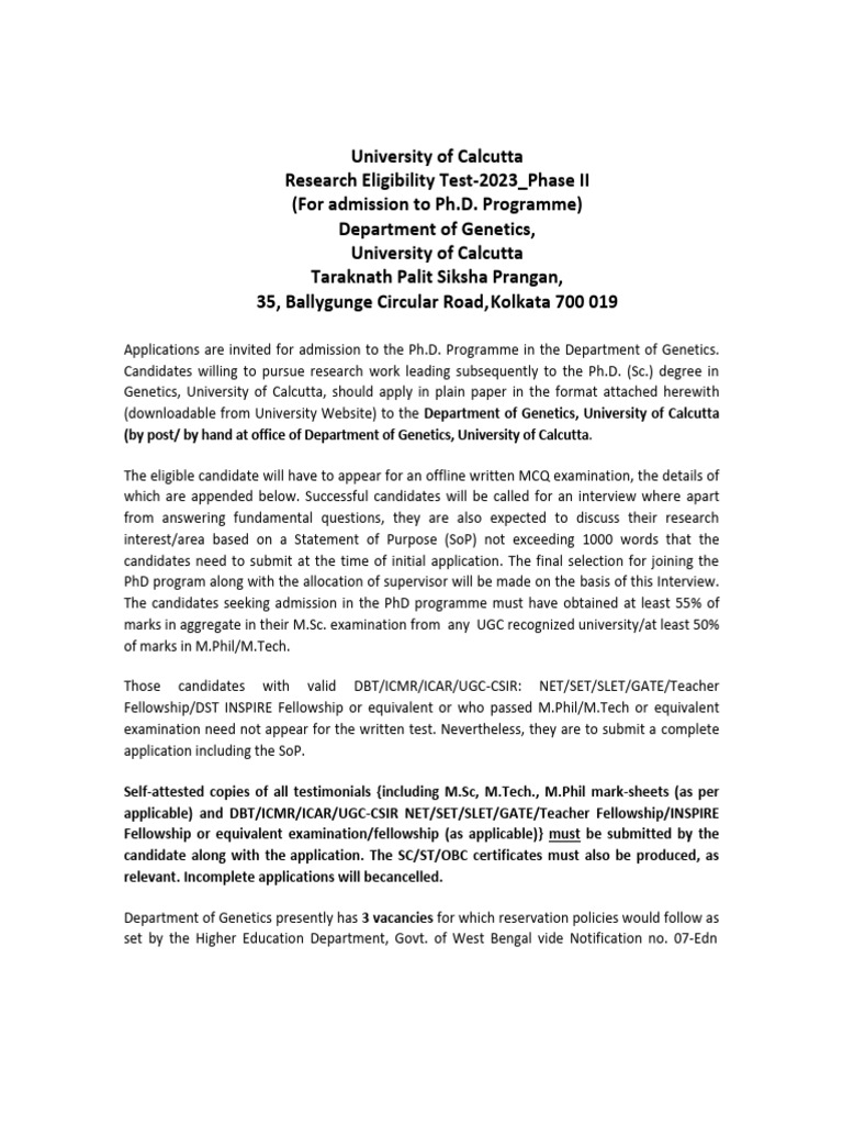 PHD Genetics 2023 | PDF | Doctor Of Philosophy | Multiple Choice