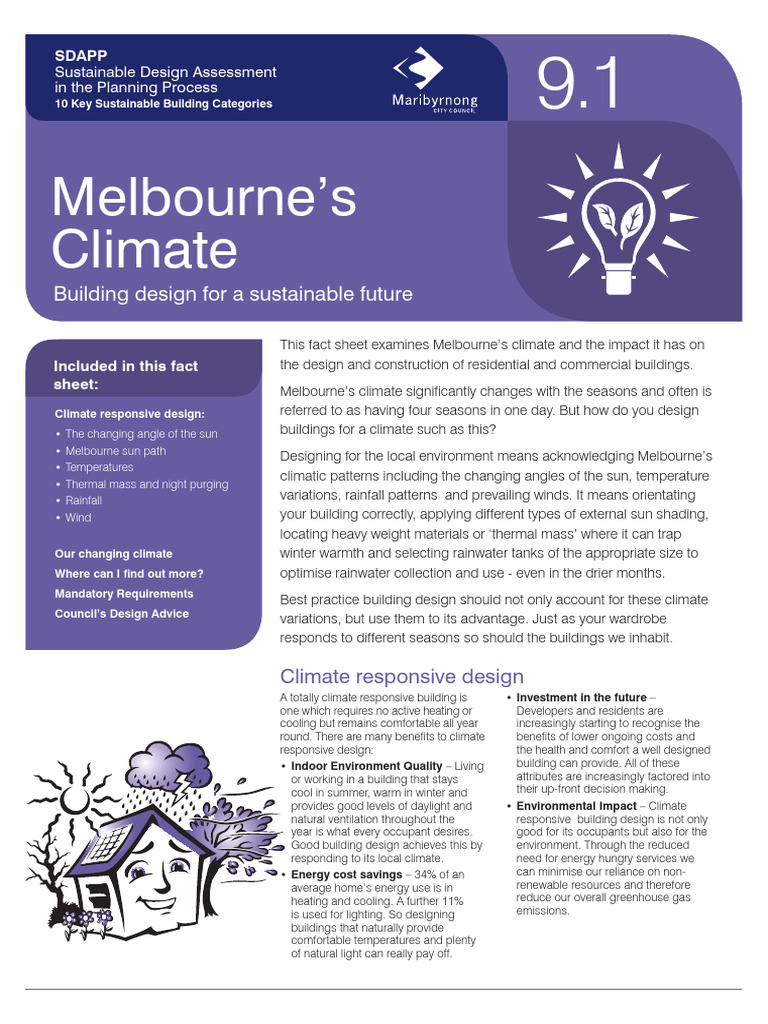Fact Sheet 9 1 Melbournes Climate | PDF | Green Building | Rain