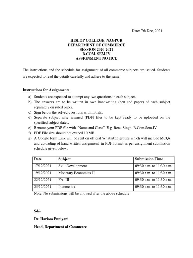 Assignment Notice B.com - Sem-IV | PDF | Goodwill (Accounting) | Revenue