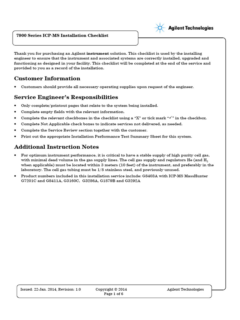 installation checklist | PDF