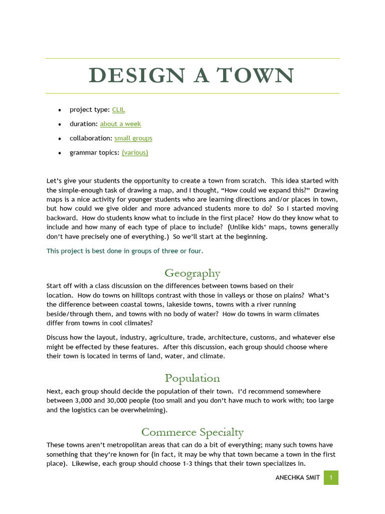 Create Your Own Town Project Guide | PDF | Map