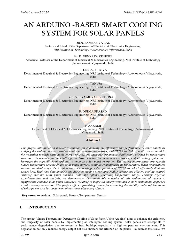 An Arduino Based Smart Cooling System For Solar Panels Ijariie22795 | PDF | Electric Power ...