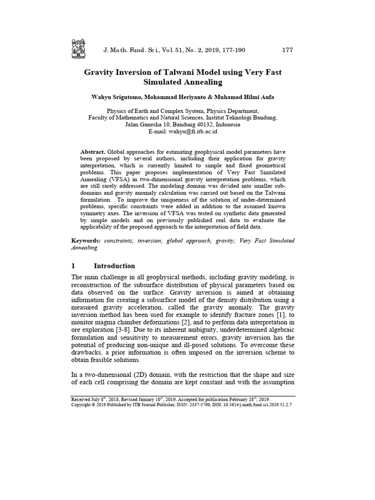 Gravity_Inversion_of_Talwani_Model_using | PDF | Inverse Problem | Mathematical Optimization