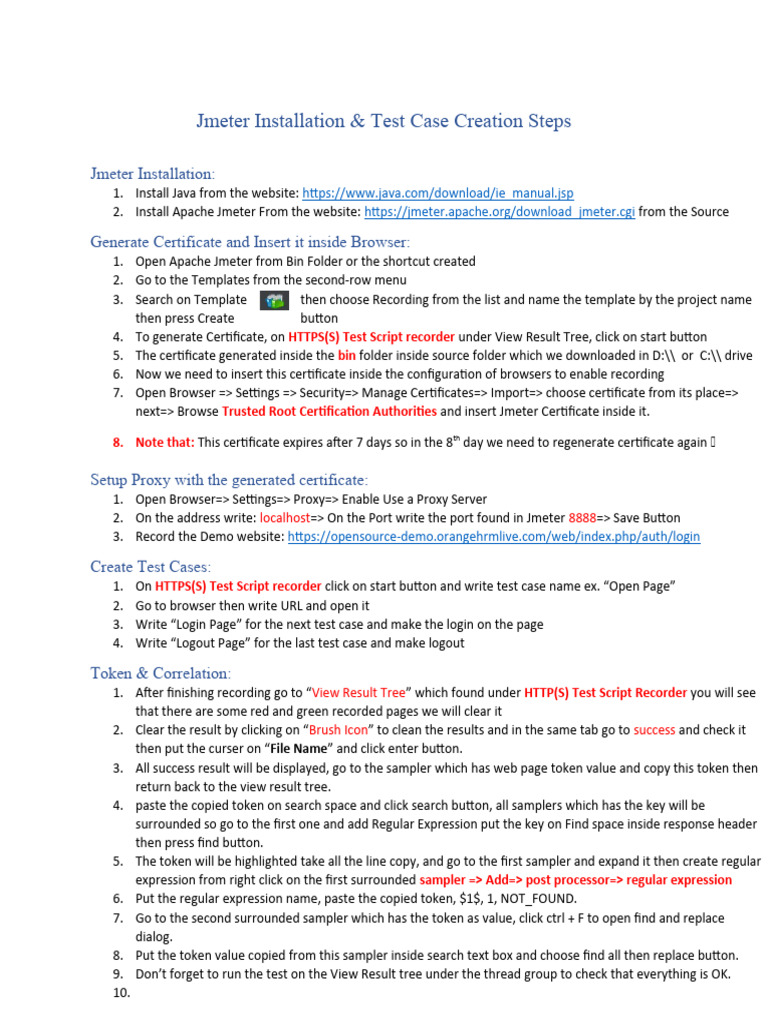 Jmeter Installation and Steps | PDF | Proxy Server | Hypertext