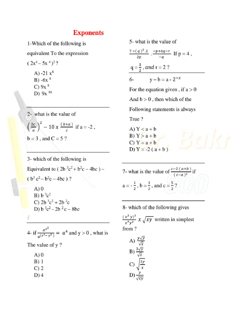 Exponents | PDF