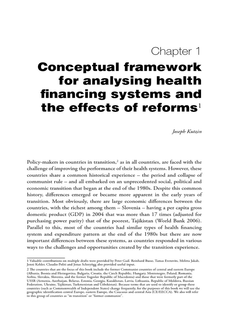 Chapter 1 - Conceptual Framework For Analysing Health Financing Systems ...
