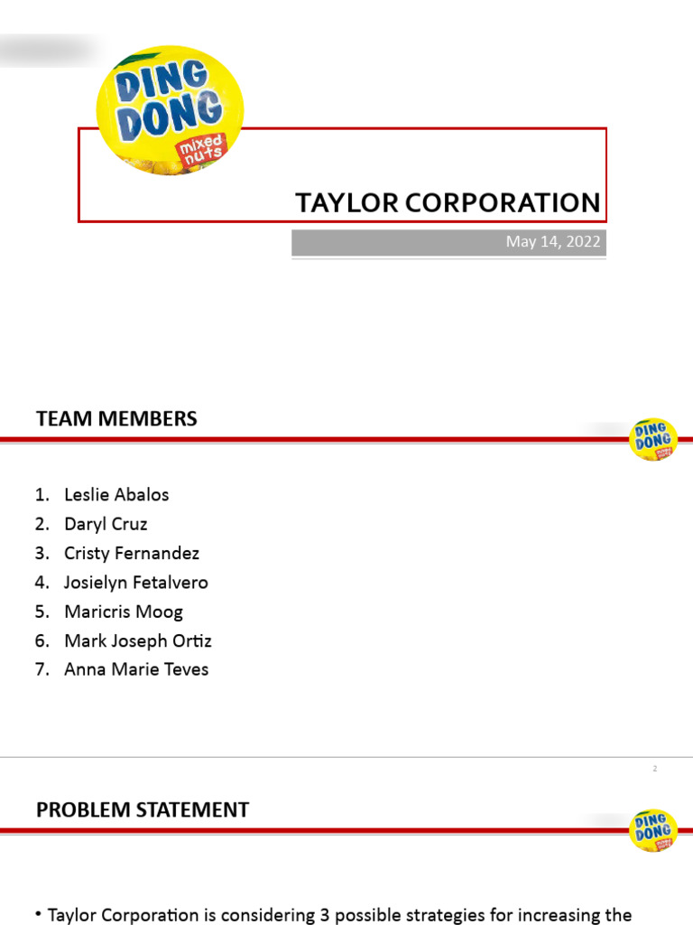 Team DingDong Case 1 Taylor Corporation | PDF | Net Present Value | Investing