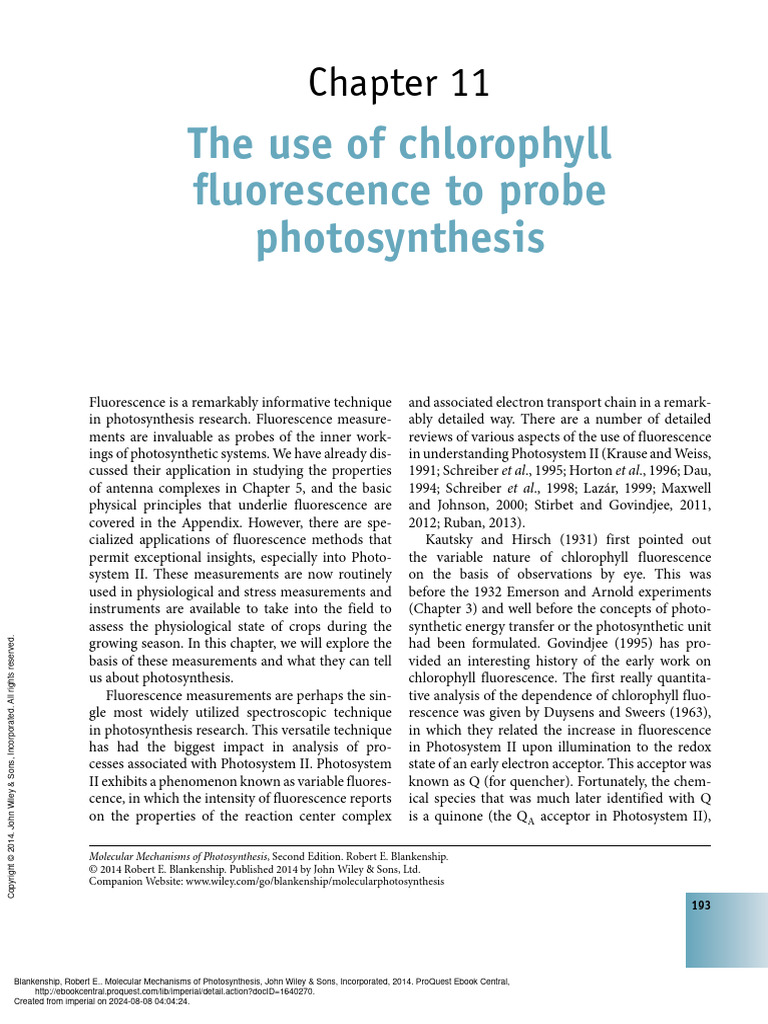 Molecular Mechanisms of Photosynthesis - (Chapter 11 The Use of ...