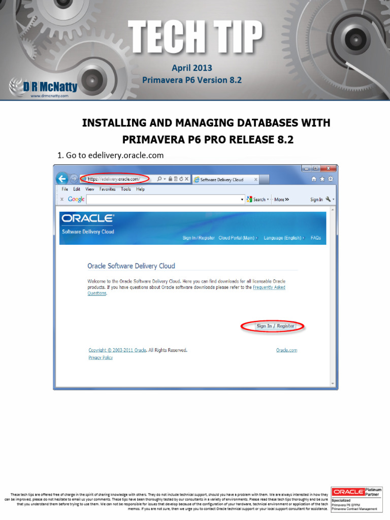 Installing And Managing Databases With Primavera P6 Pro Release 8 2 Pdf Databases Zip