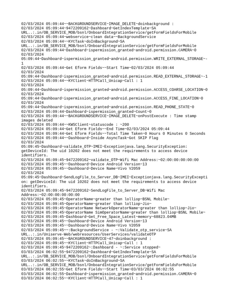 Audit Log | PDF | Java (Programming Language) | Android (Operating System)