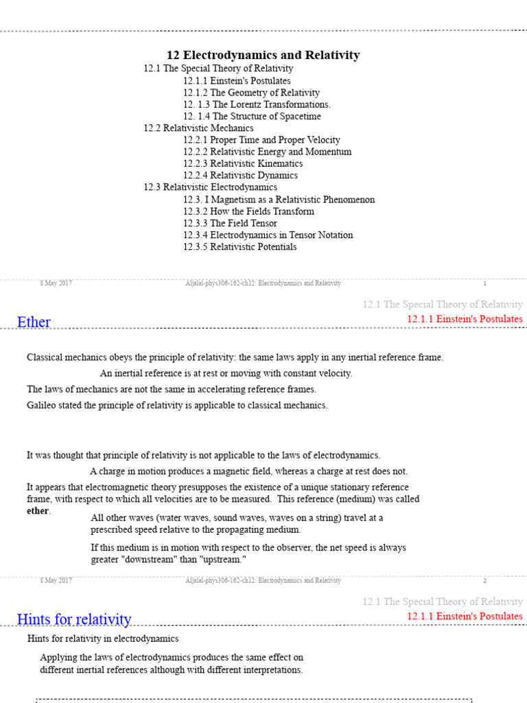 CH 12 | PDF | Special Relativity | Spacetime