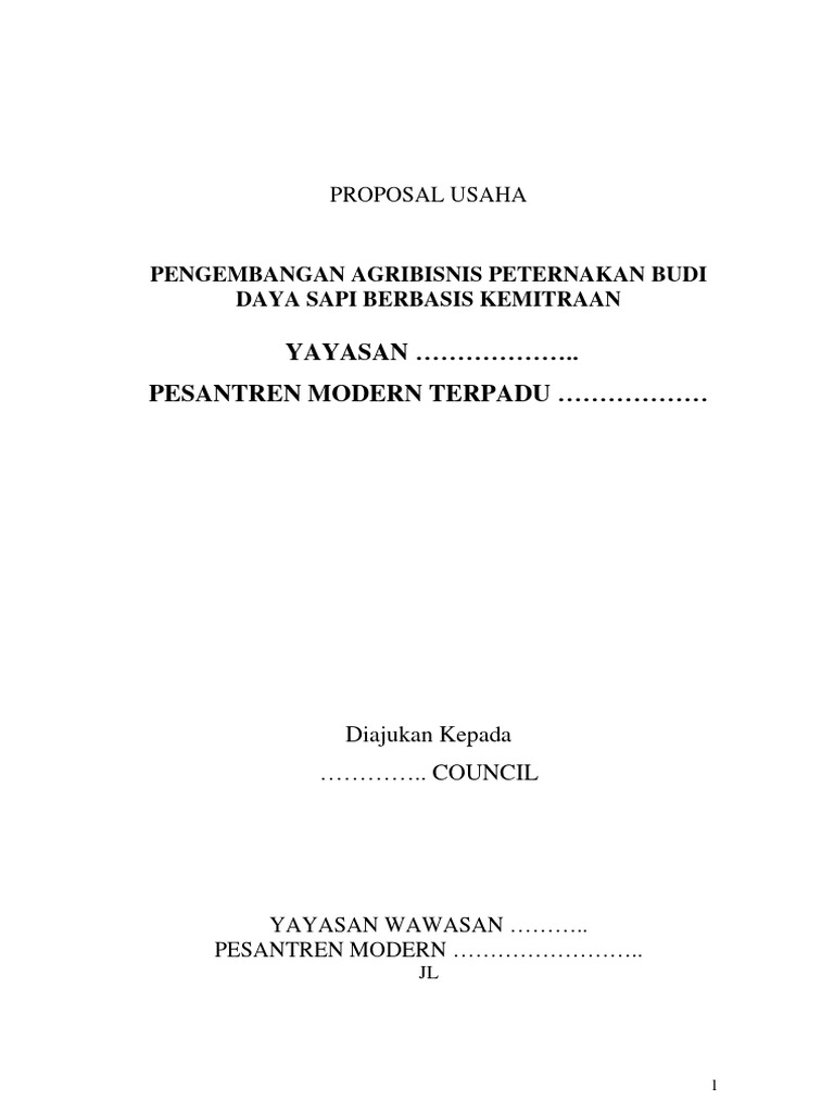 Proposal Usaha Wirausaha Pesantren | PDF