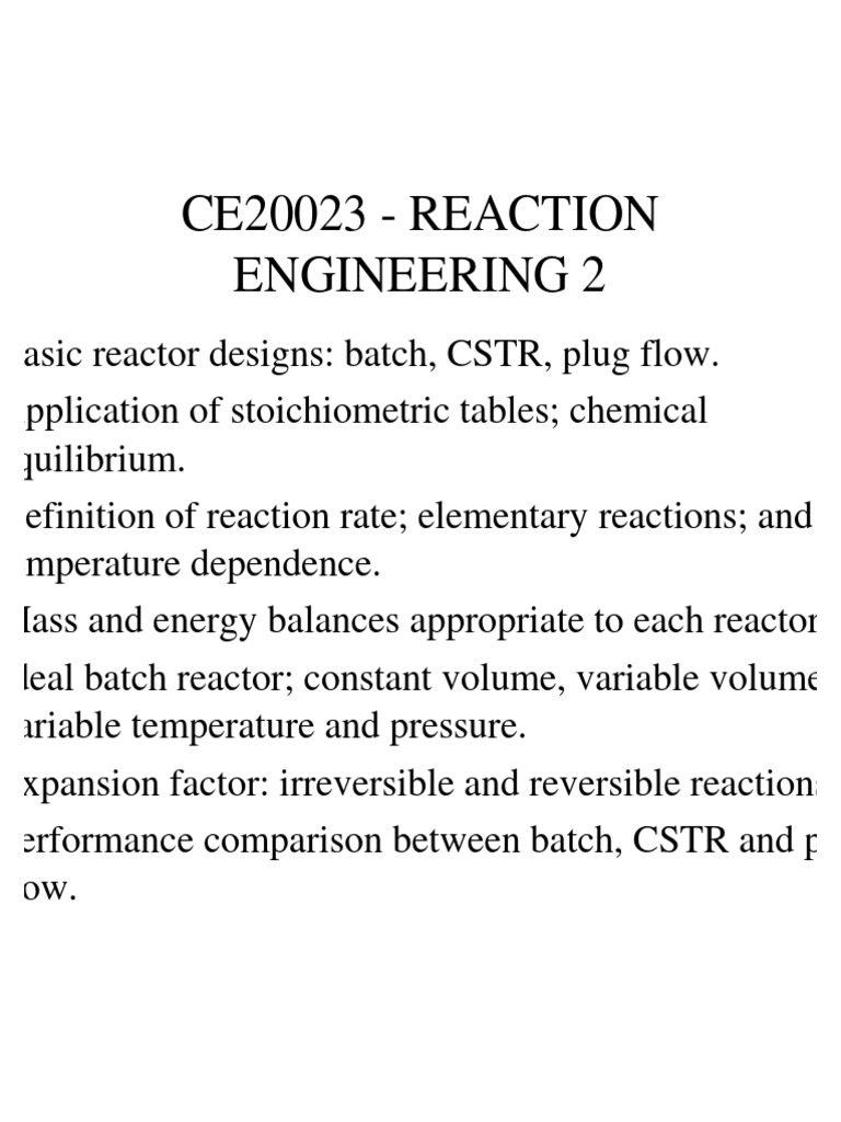 General Reaction Engineering | PDF | Chemical Reactor | Reaction Rate
